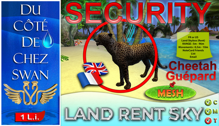Second Life Marketplace - Cheetah - Guepard Security Land-Sky